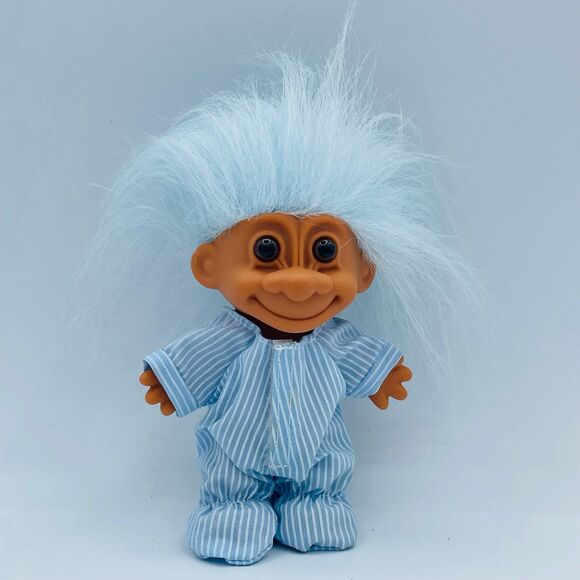 Russ | Toys | Vintage Russ Troll Boy Doll In Light Blue Striped Pajamas ...